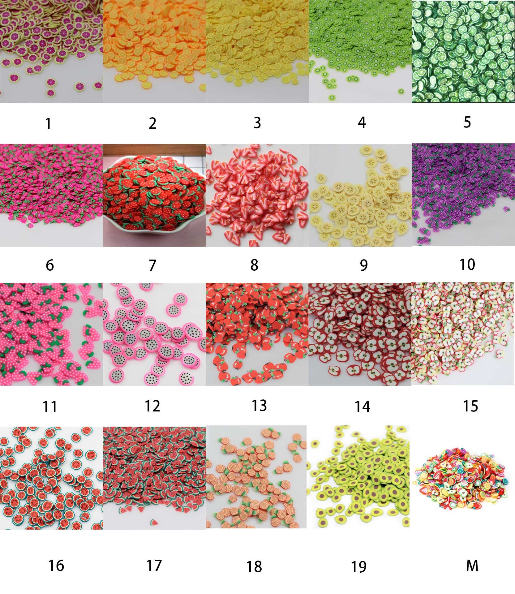 Polymer Clay Sprinkles Mini 5mm Fimo Fruit Slices for Nails Art Tips ...