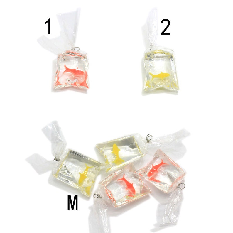 Transparent Resin Goldfish Charms Small Fish in Water Bag | Etsy