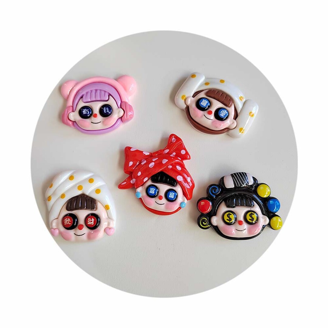 Cartoon Wealth Girl Flatback Resin Cabochon Scrapbooking for Phone ...