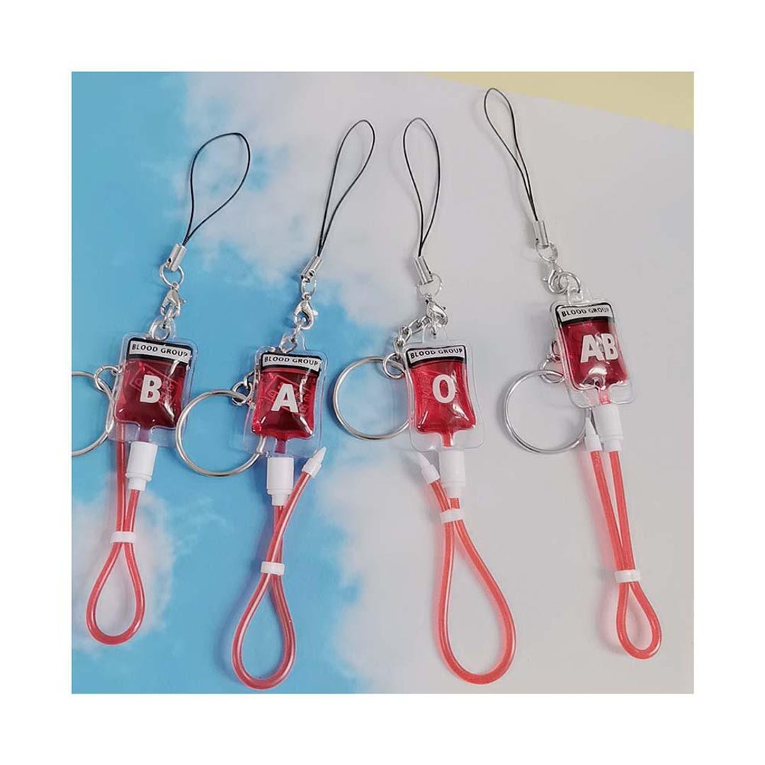 Cute Keychains Blood Group A B O AB Keychain Plasma Pack Blood Bag ...