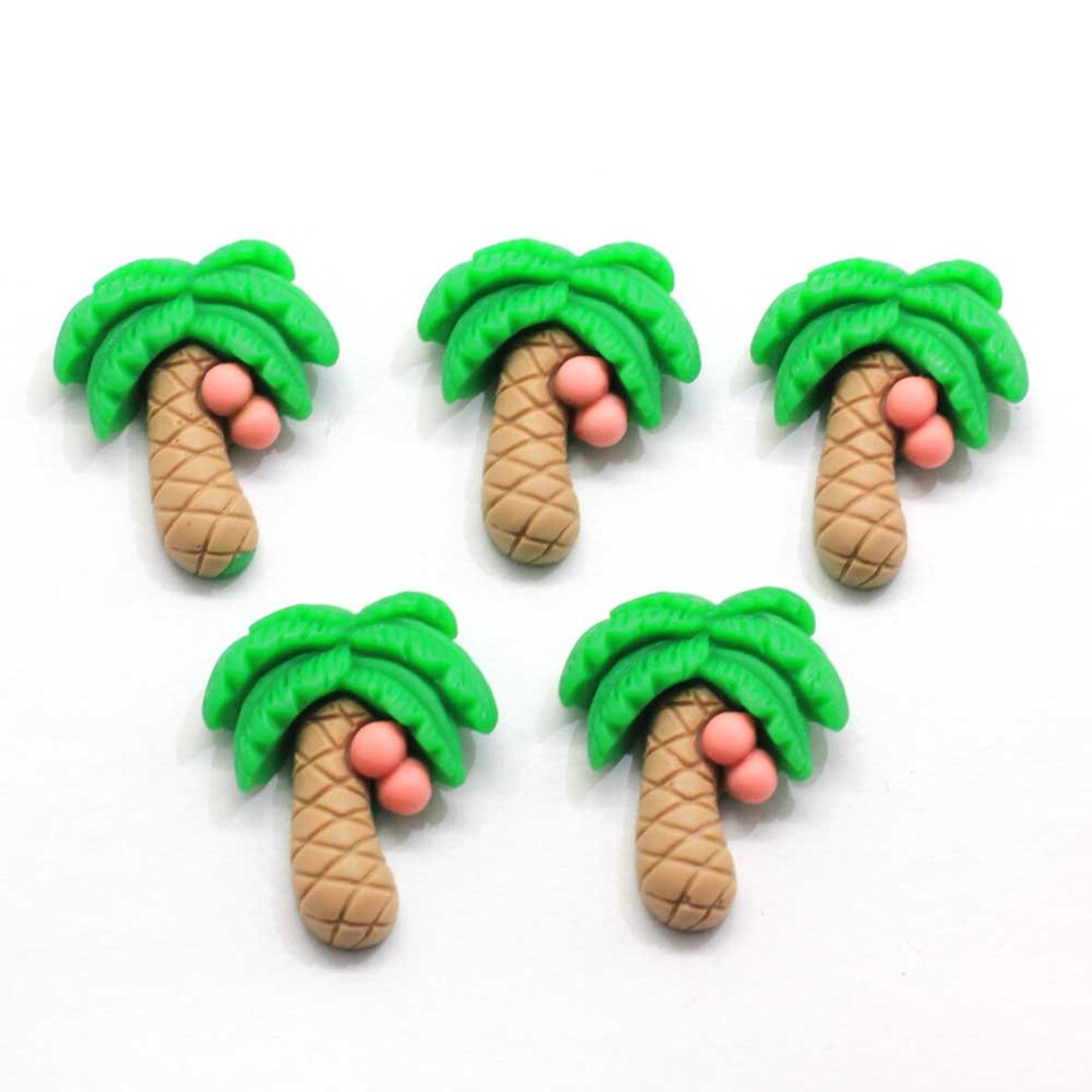 Cute Resin Coconut Tree Flatback Cabochons Miniature Art DIY Hair Clip ...