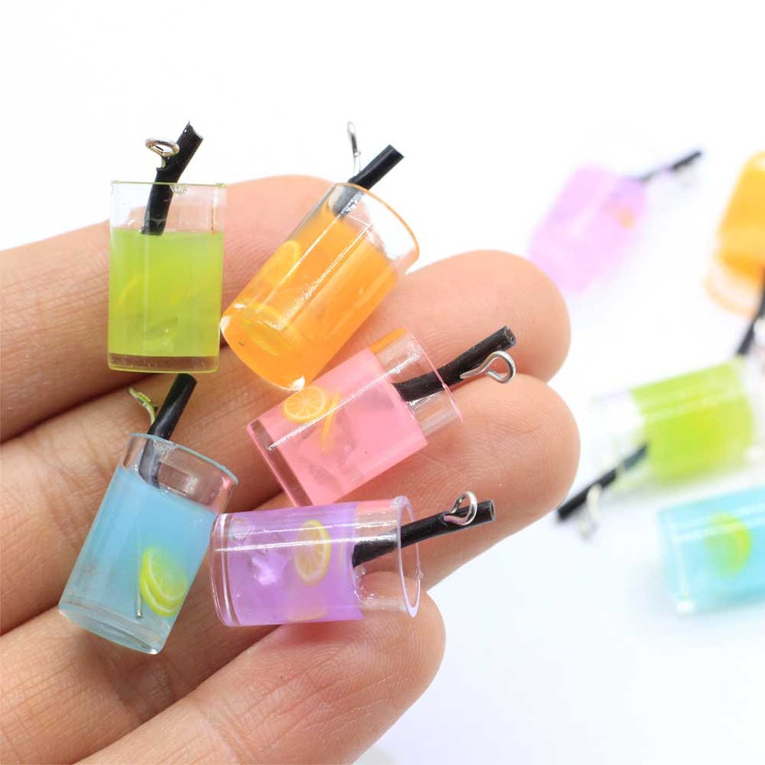 Fruit Juice Cup Resins Colorful Mugs Drinks Cabochons 11*28mm Resin ...