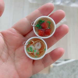 50/100PCS 3D Japanese Food Ramen Bowl Charms With a Ring for Earring ...