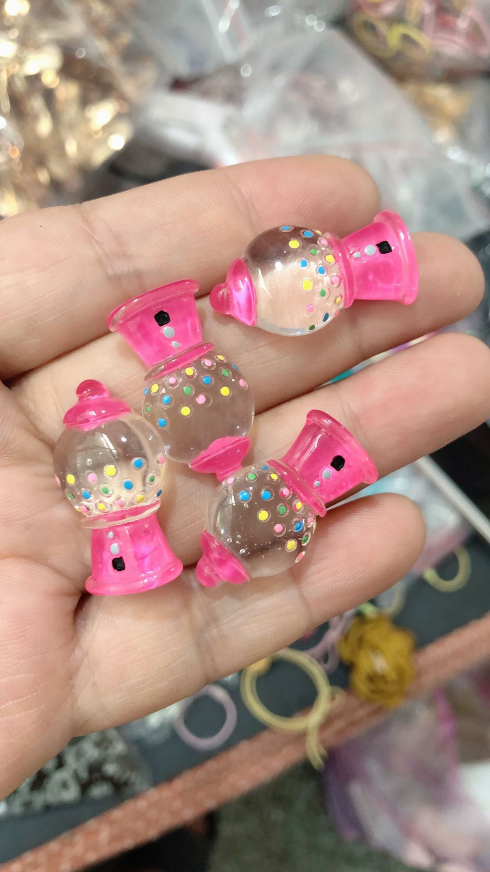 Flat Back Resin Cabochon Kawaii Red Pink Bubble Gumball Machine DIY ...