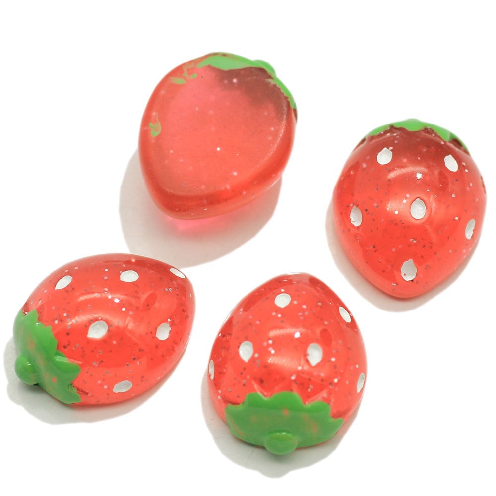 19mm Strawberry Simulation Fruit Resin Flatback Cabochon Miniature Food ...
