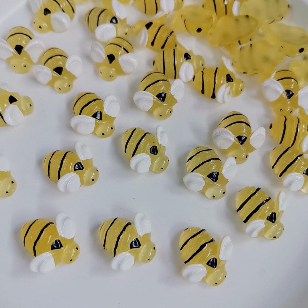 Mini Flatback Resin Bee Transparent Resin Cabochon Bees for Craft ...