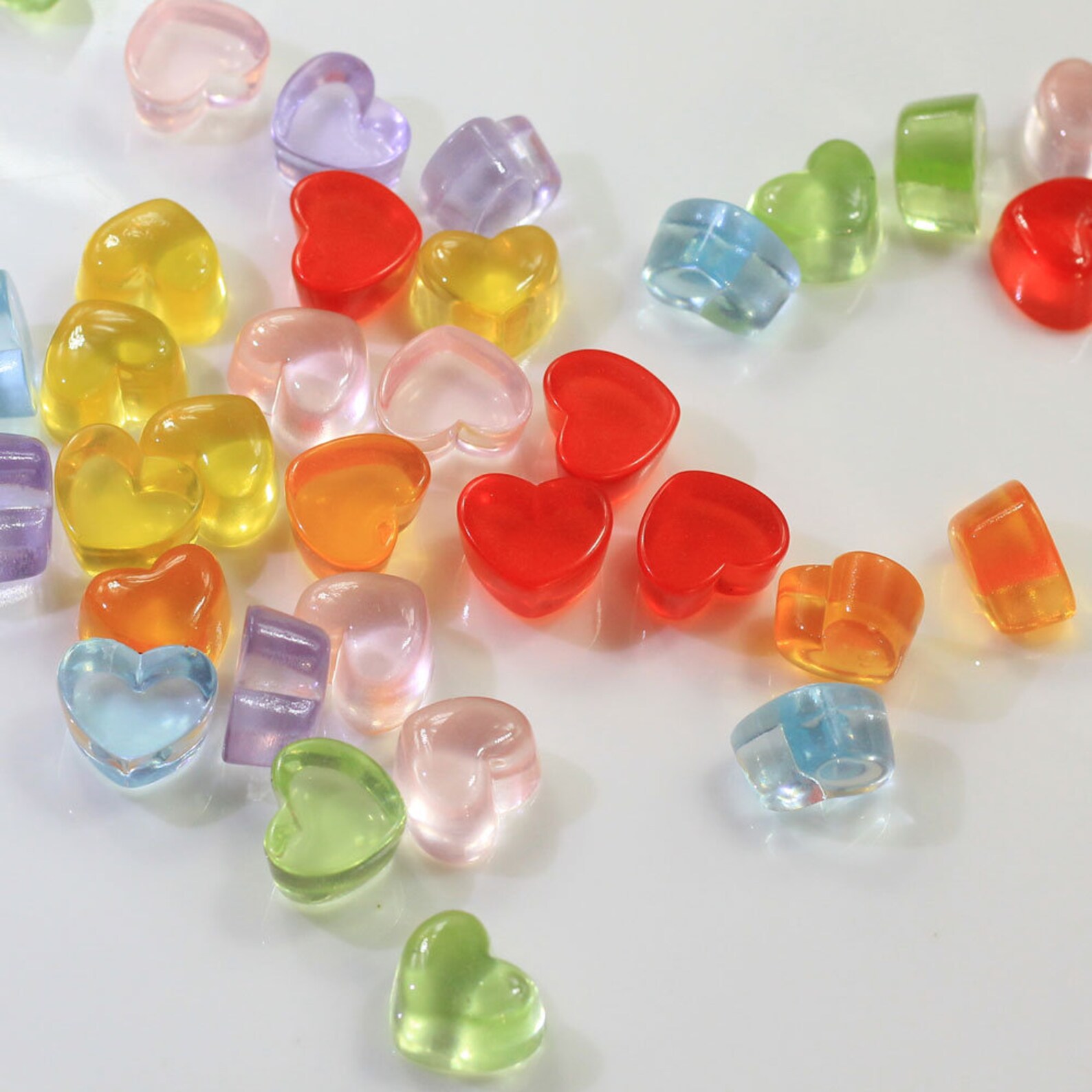 16mm DIY Clear Resin Heart Simulation Candy Charms for SLIME Filling ...