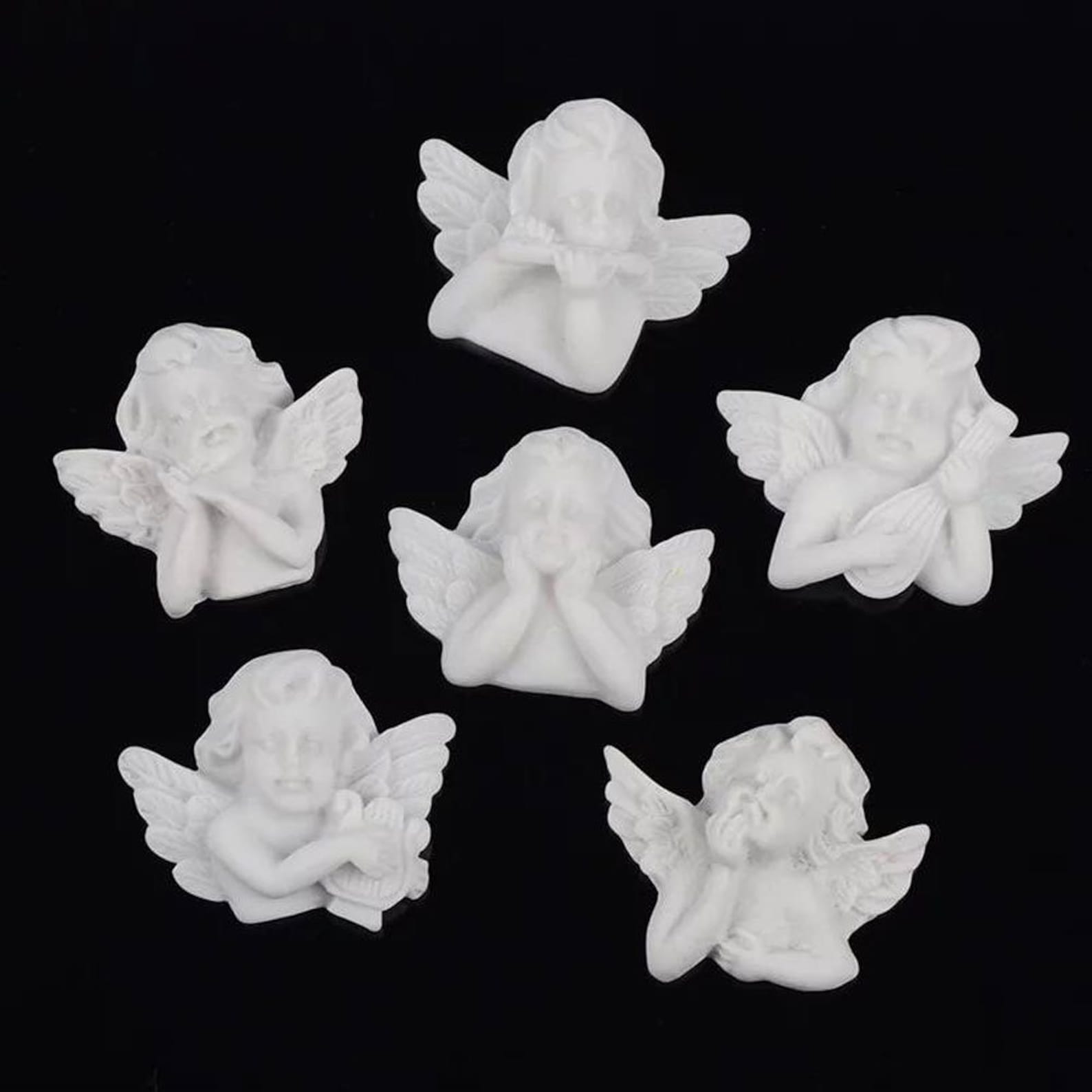 50PCS Flat Back Resin Embellishments White Angle Baroque Style Resin ...