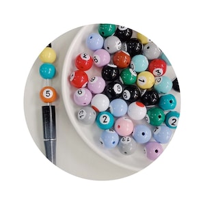 15mm Ball Beads Colorful Billiards Ball Acrylic Pool Shooting Jewelry ...