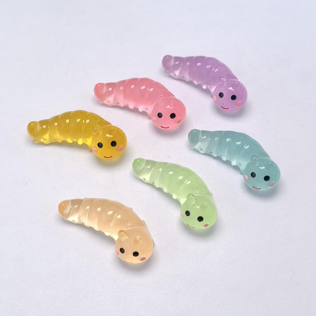 Luminous Mini Resin Worm Figures Glow in Dark Tiny Resin Worms for ...