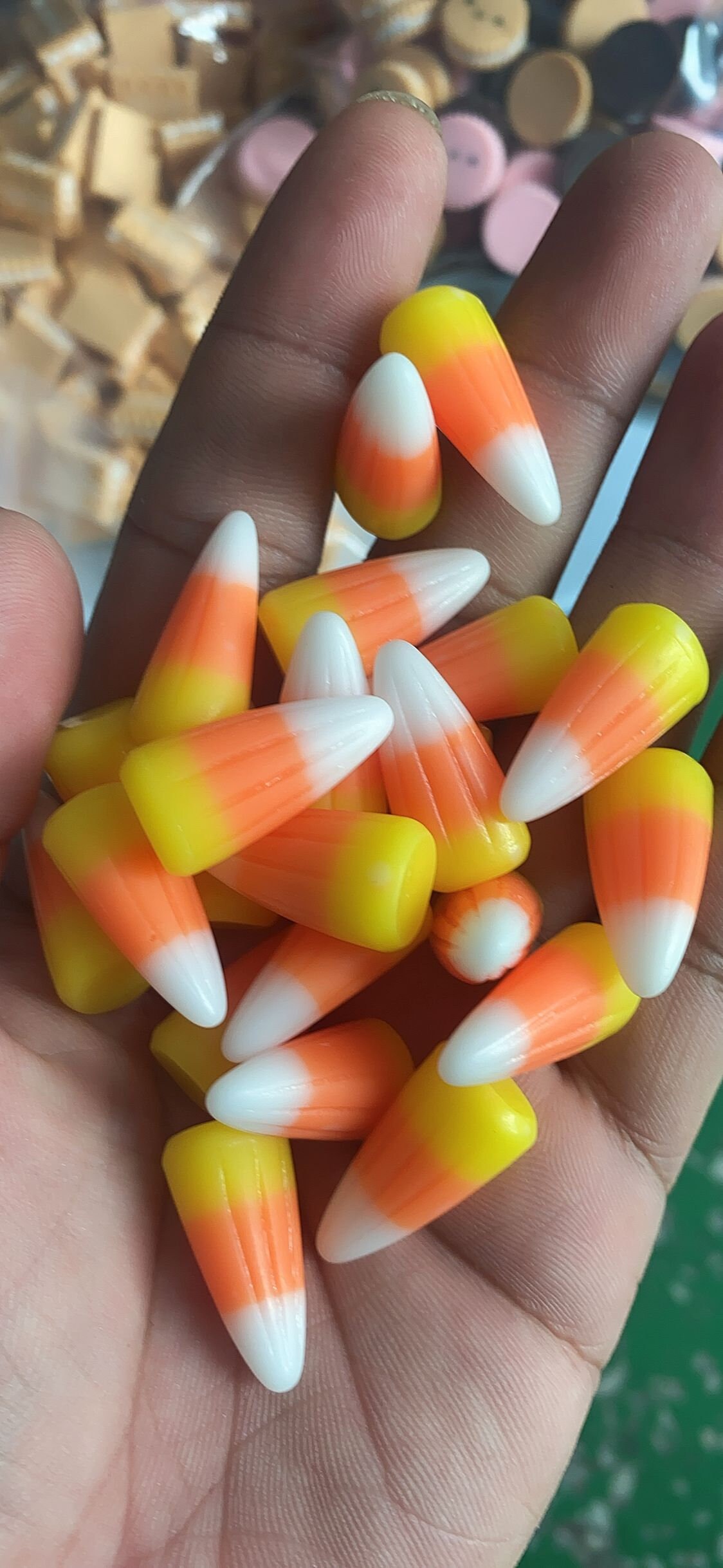 25m New Resin Halloween Candy Corn Flatback Cabochon Miniature Art ...