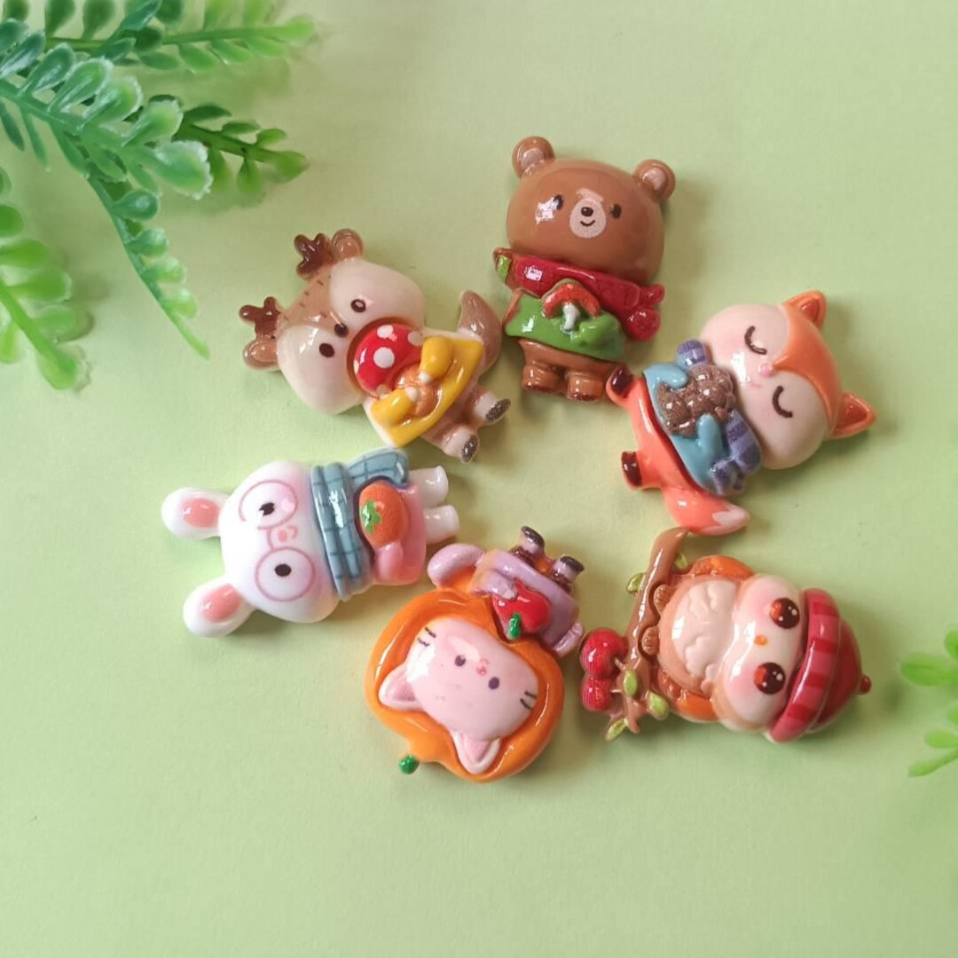 Mini Resin Animals Animal Keychains Resin Cabochons Flatback Charm for ...