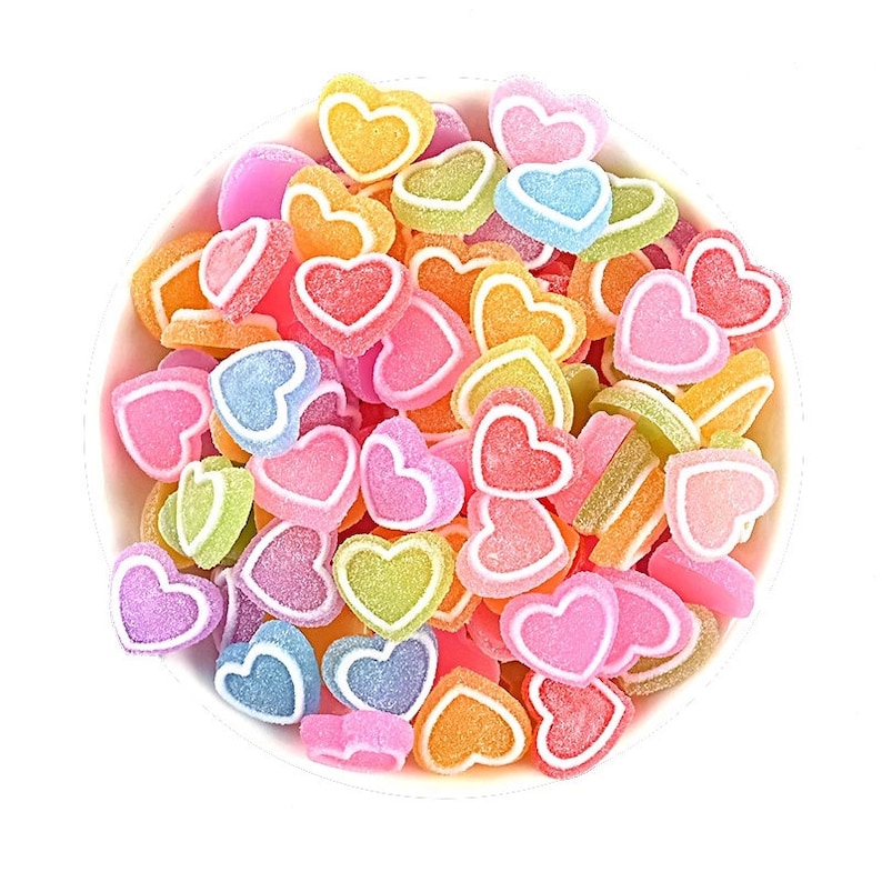 Resin Frosted Love Heart Candy Decoration Crafts Flatback - Etsy