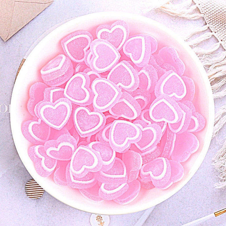 Resin Frosted Love Heart Candy Decoration Crafts Flatback Cabochon ...