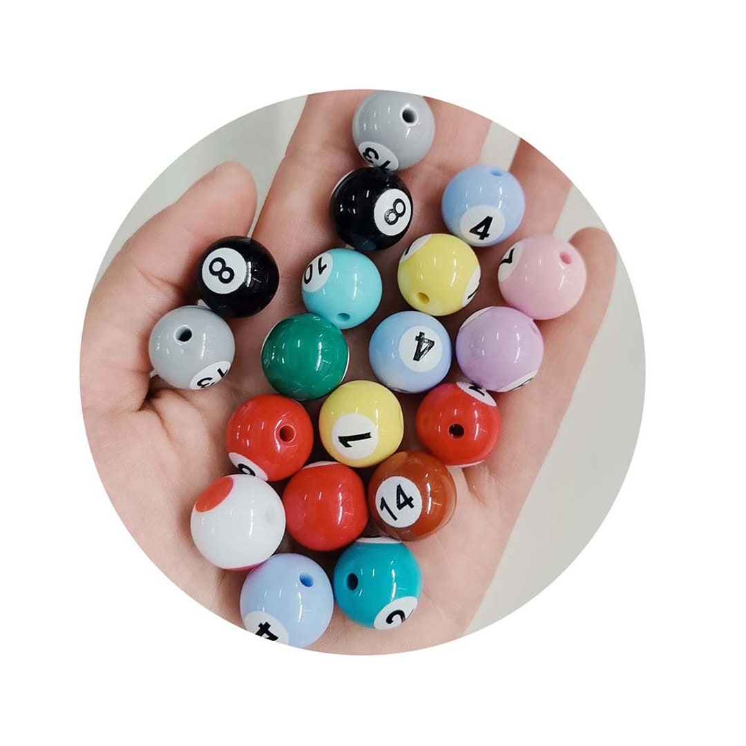 15mm Ball Beads Colorful Billiards Ball Acrylic Pool Shooting Jewelry ...