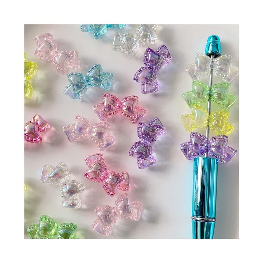 28mm Transparent AB Colored UV Bow Beads Acrylic Bowknot Pen Beads for ...