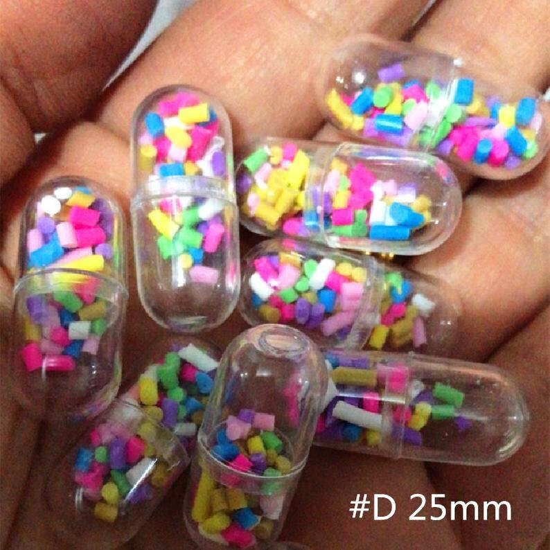 100pcs Clear Fake Capsules Transparent Pill Plastic Charms Put - Etsy