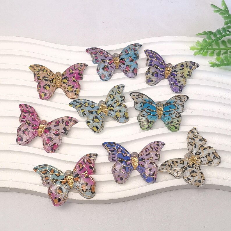 Colorful Leopard Print Butterfly Figurines Kawaii Resin Flat Back ...