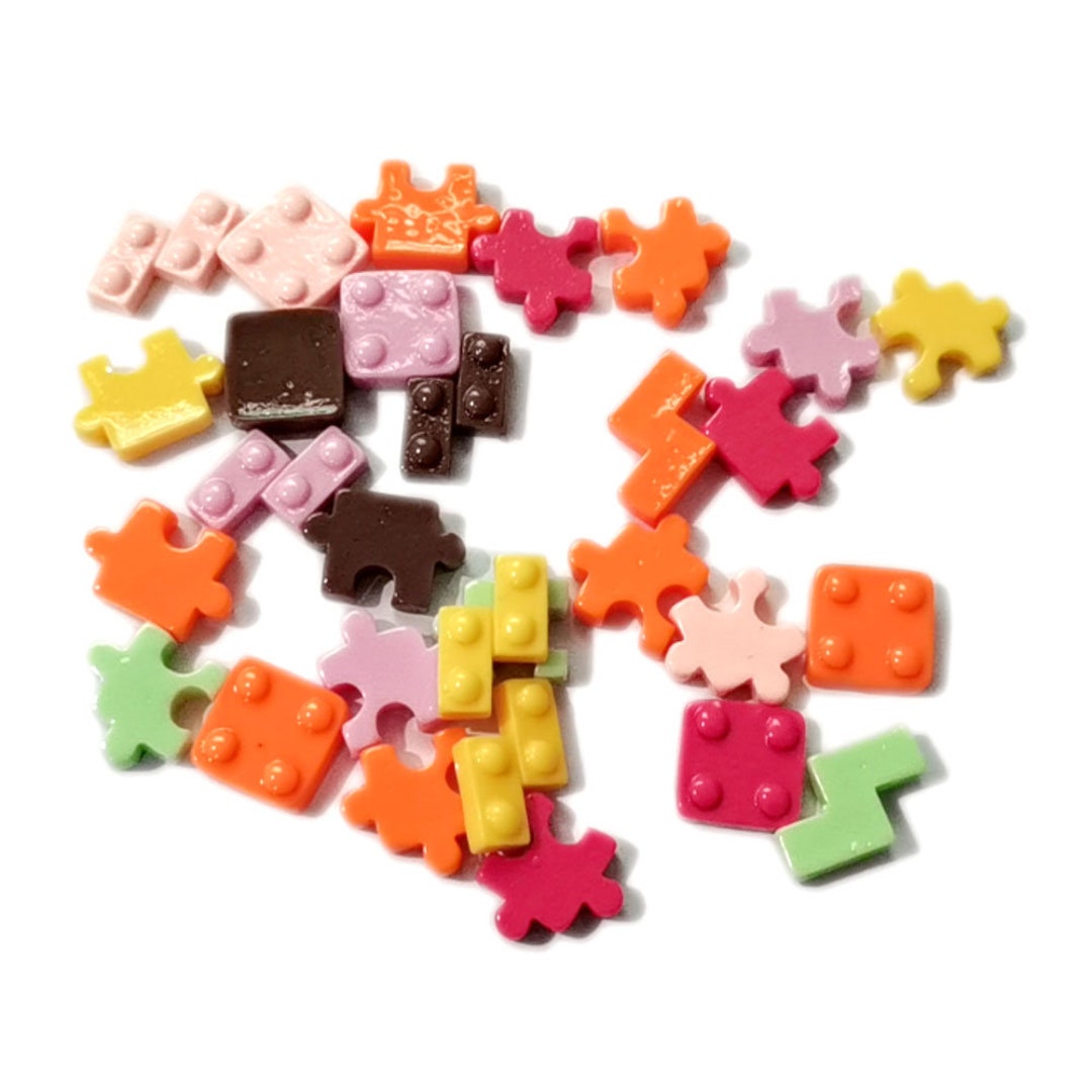 Mixed Resin Mini 3D Building Blocks Flat Back Cabochon Jigsaw Puzzle ...