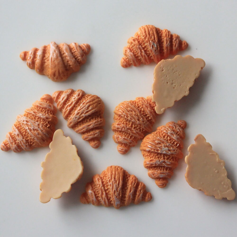 Resin Miniature Bread Croissant Bread Waffle Simulation Food Flatback ...