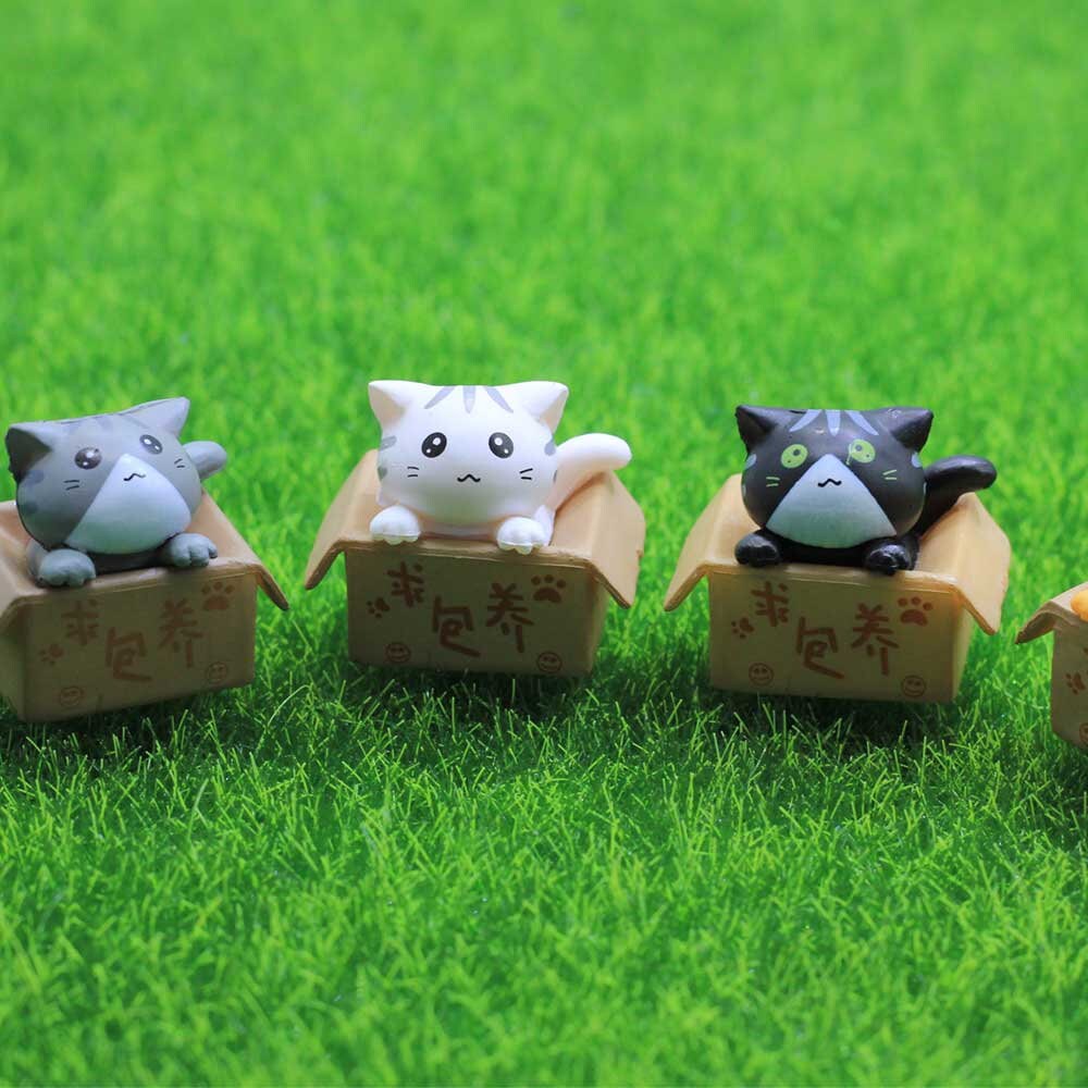 Cartoon Poor Box Cat Kitten Model Small Statue Keychain Charm | Etsy