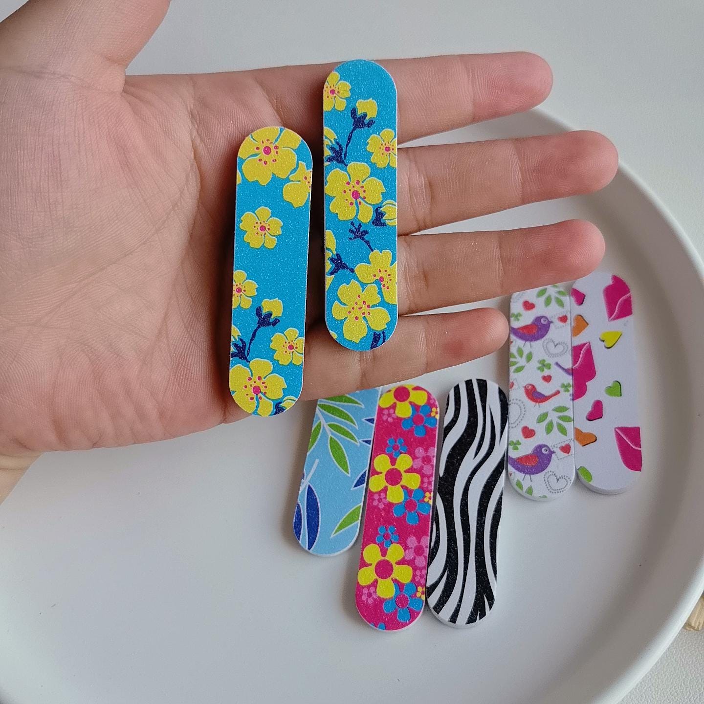 Random Patterns Mini Nail Files Double-sided for Nail File Keychain ...