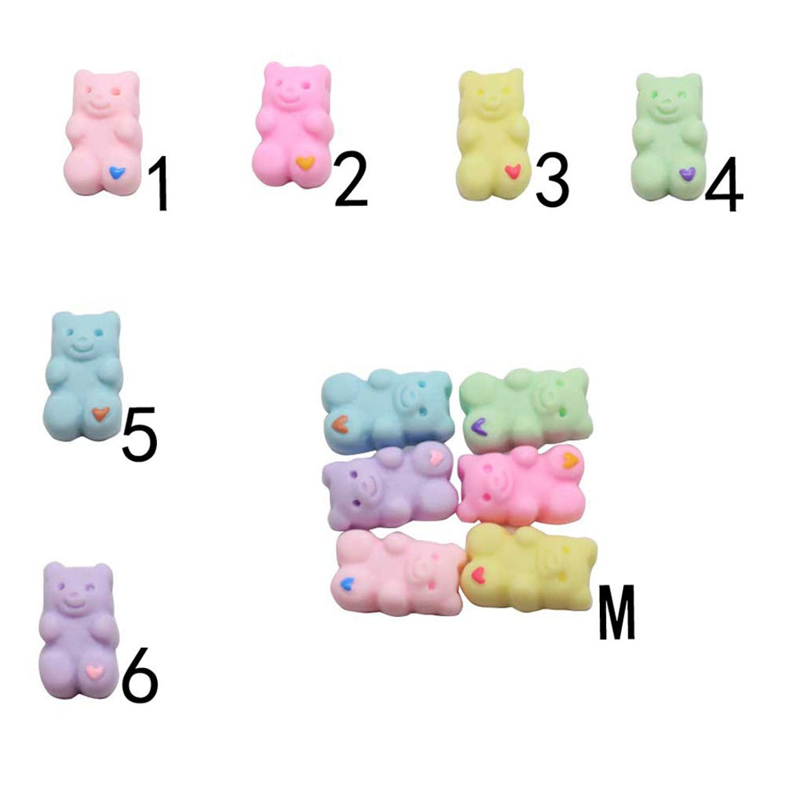 16mm New Resin Cute Mixed Mini Solid Bear Flat Back Cabochon ...