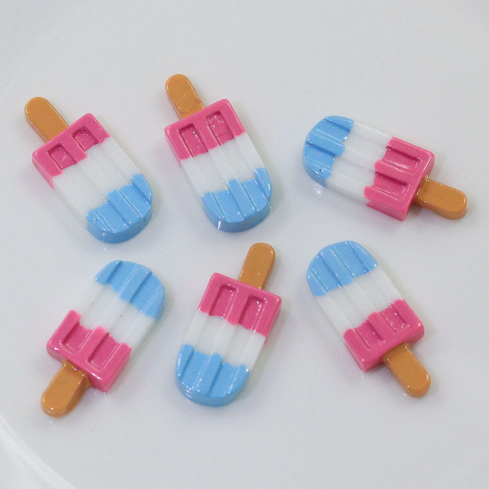 Rainbow Ice Cream Stick Resin Flat Back Cabochon Imitation - Etsy