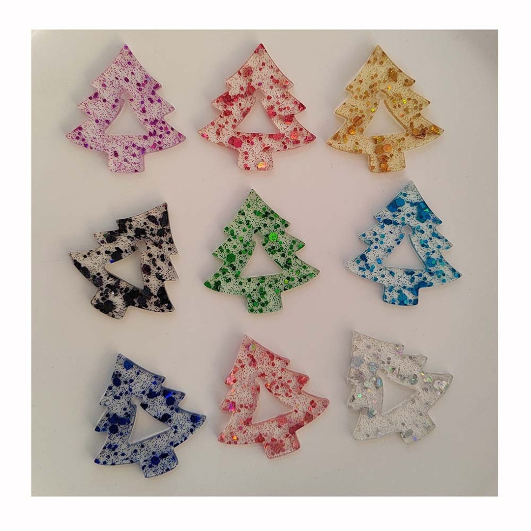 Simple Christmas Tree Shape Glittery Clear Acrylic Craft Blank DIY ...