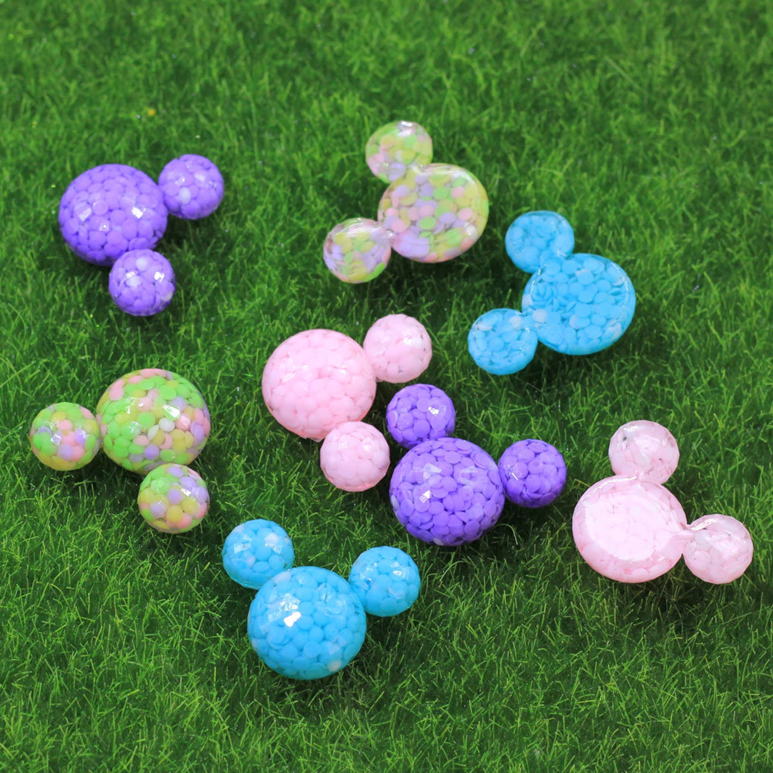 Mix Colors Glitter Resin Mouse Flatback Cabochons DIY Hair Bow - Etsy