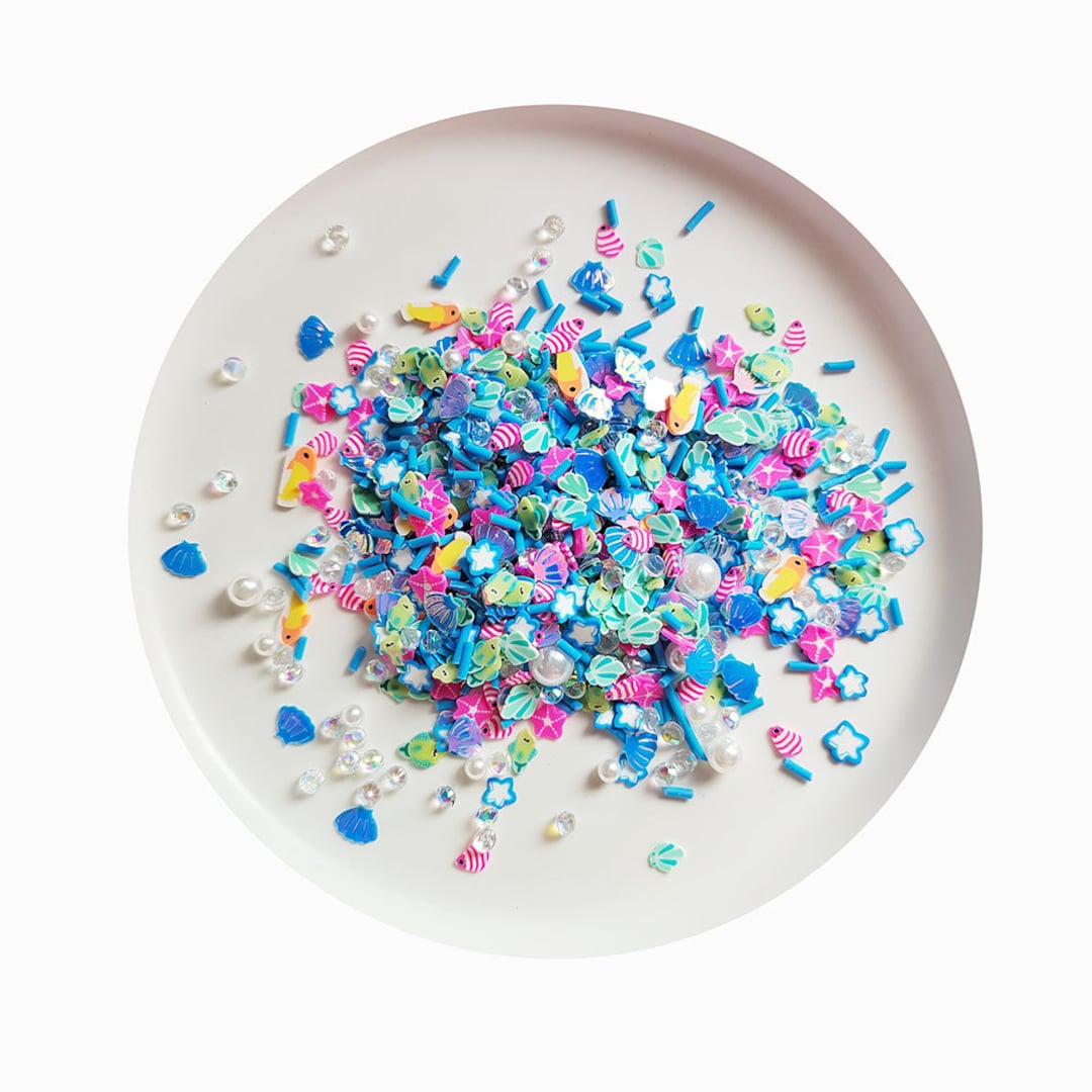 Sea Theme Fish Shell Polymer Clay Slices Mix Pearl Rhinestone Beads ...