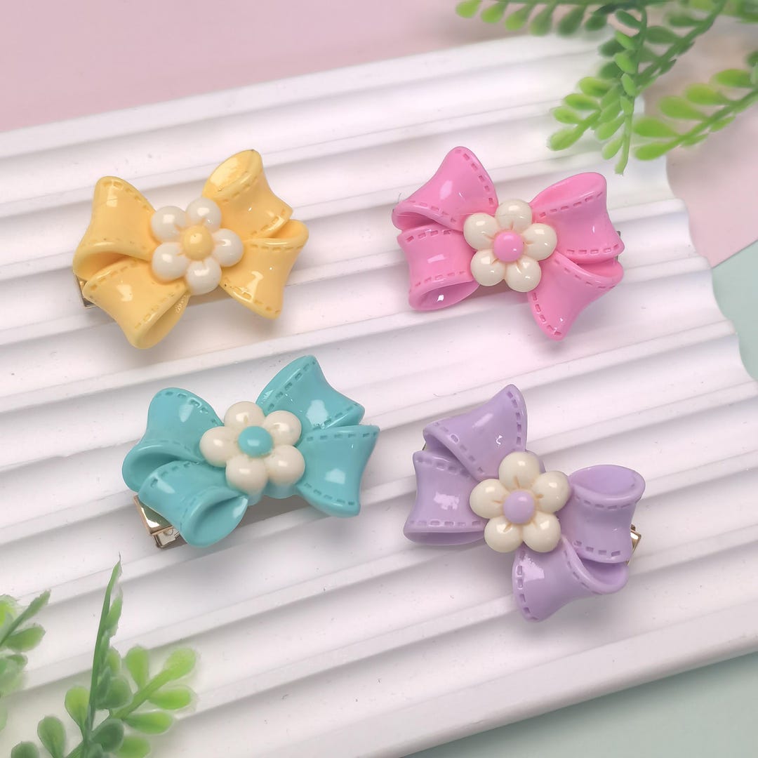 Cute Sweet Lady Hair Accessories Resin Hair Clips, Bow Design, Non-slip ...
