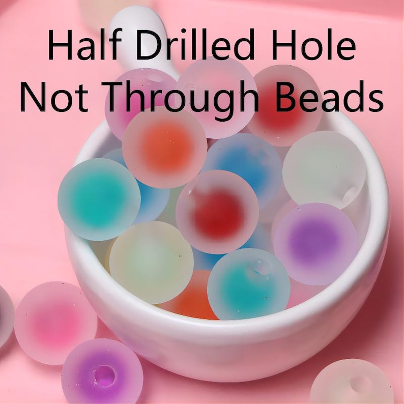 Half Drilled 16mm Frosted Frog Spawn Beads Acrylic Beads Matt Half ...