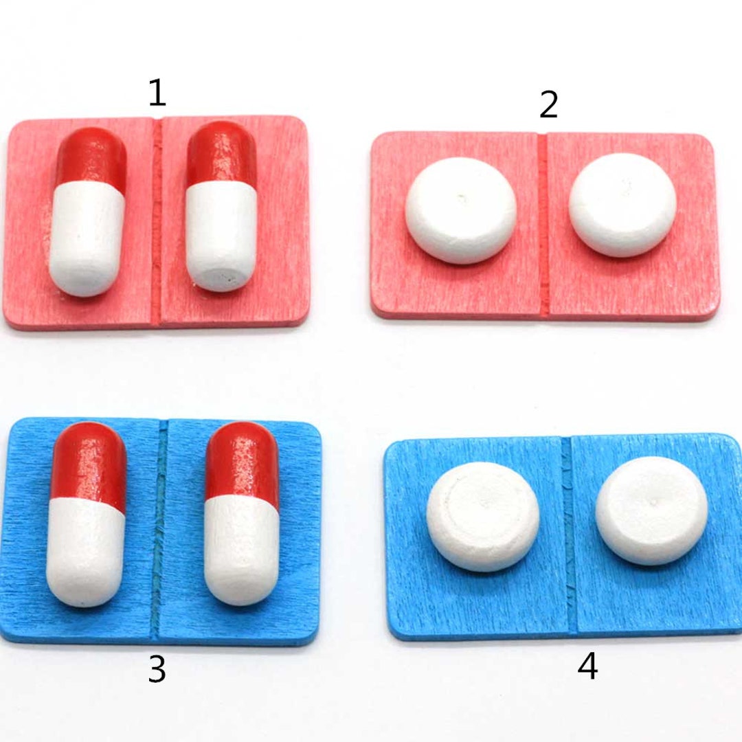Funny Creative Wood 3D Pill Capsule Miniature for Earrings Drops ...