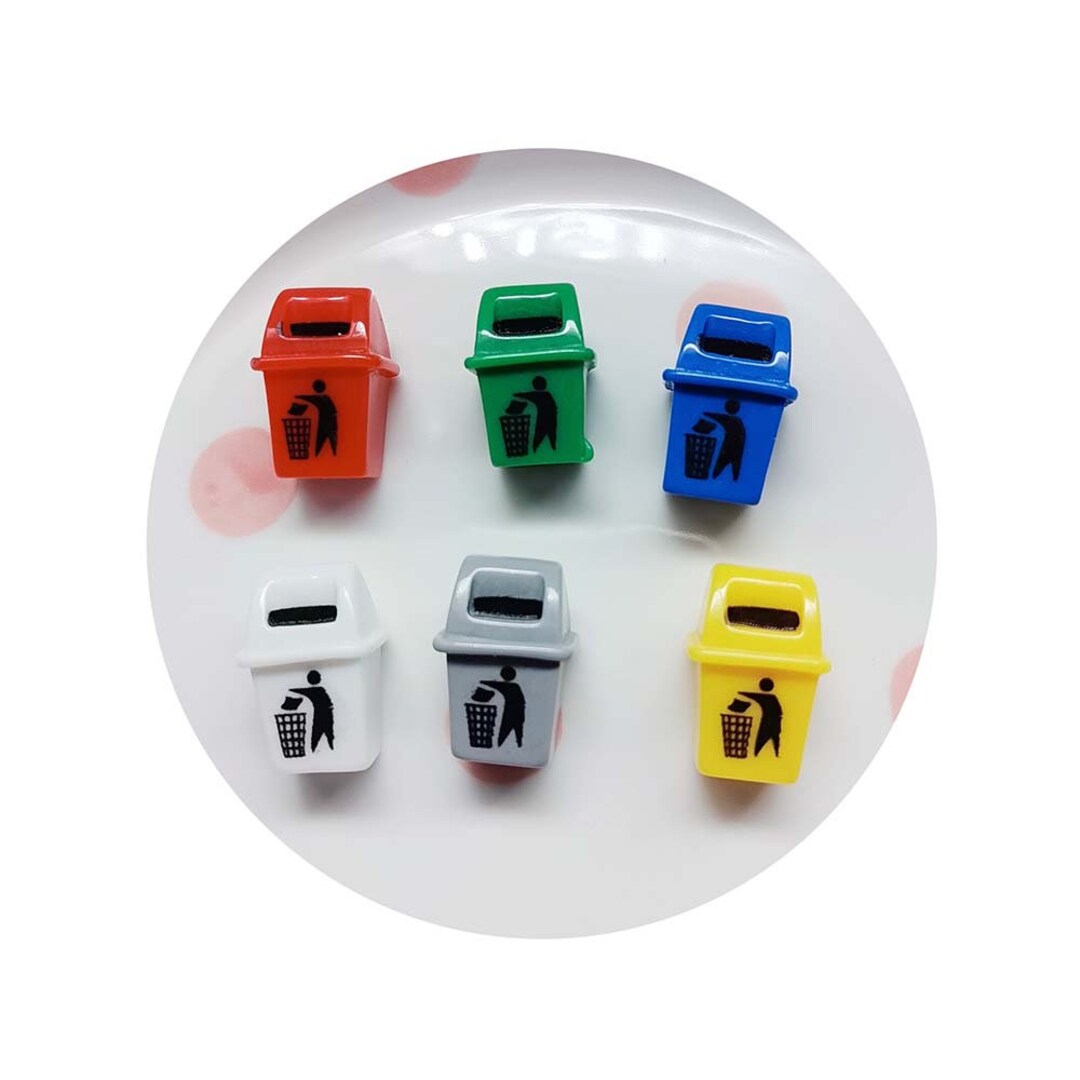 Mini Garbage Bin Toy Trash Can Model Resin Miniature Kids Push Toy - Etsy
