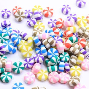 10mm Kawaii Flat Back Polymer Clay Candy Mix Colors DIY Resin Cabochons ...