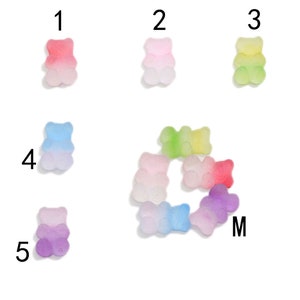 Gradient Color Simulated Gummy Bear Candy PVC Soft Resin Cabochon for Slime Toy Kids Foam Clay ...