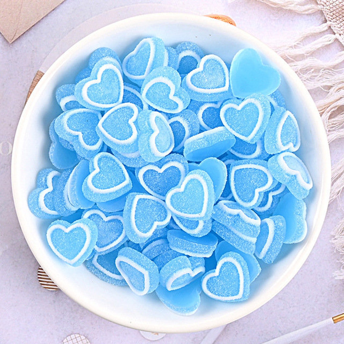 Resin Frosted Love Heart Candy Decoration Crafts Flatback Cabochon ...