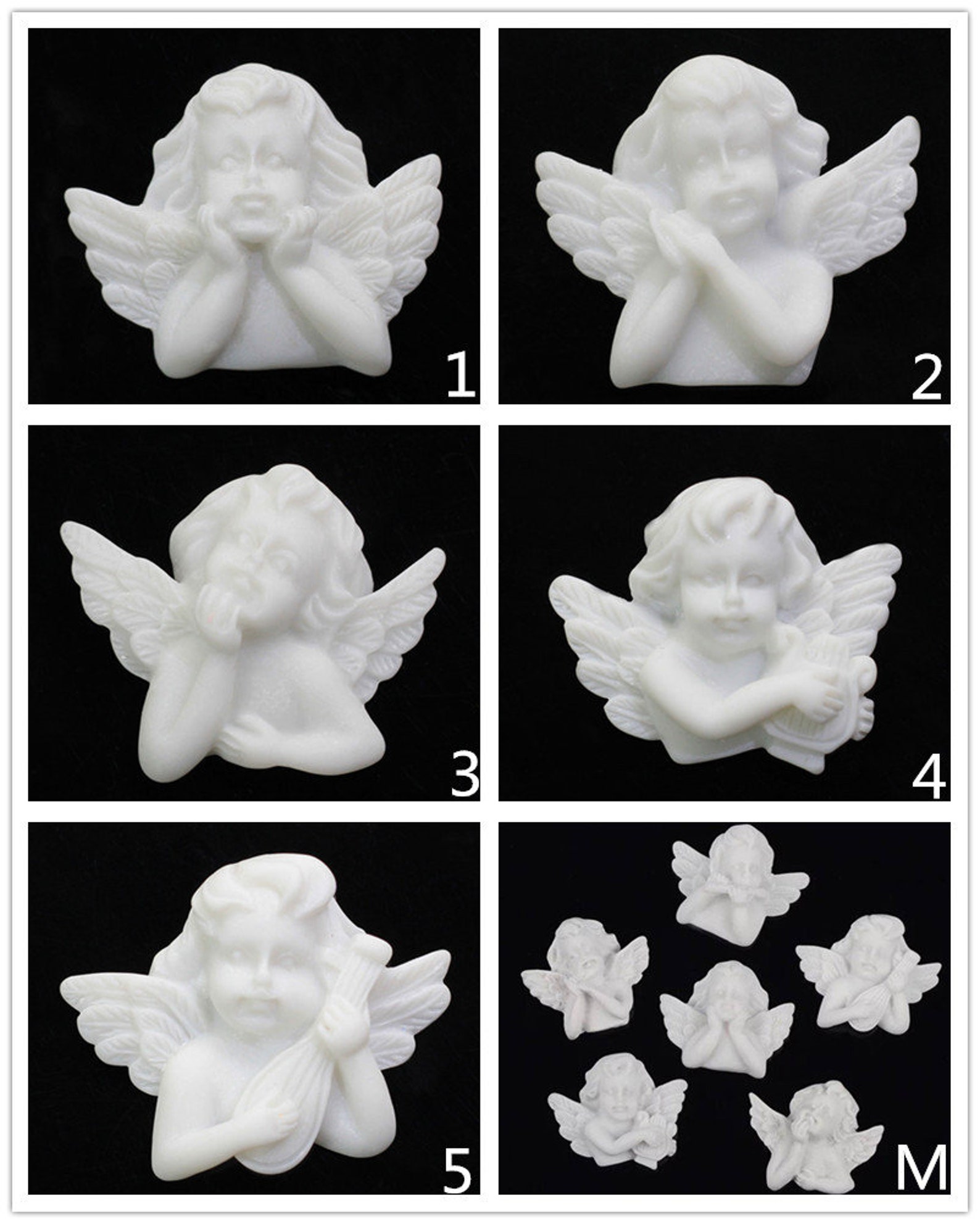 50PCS Flat Back Resin Embellishments White Angle Baroque Style Resin ...