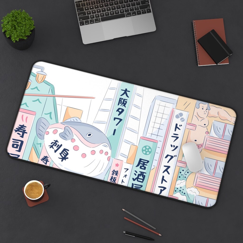 Japanese Desk Mat Anime Desk Matjapan Desk Mat Japan City | Etsy