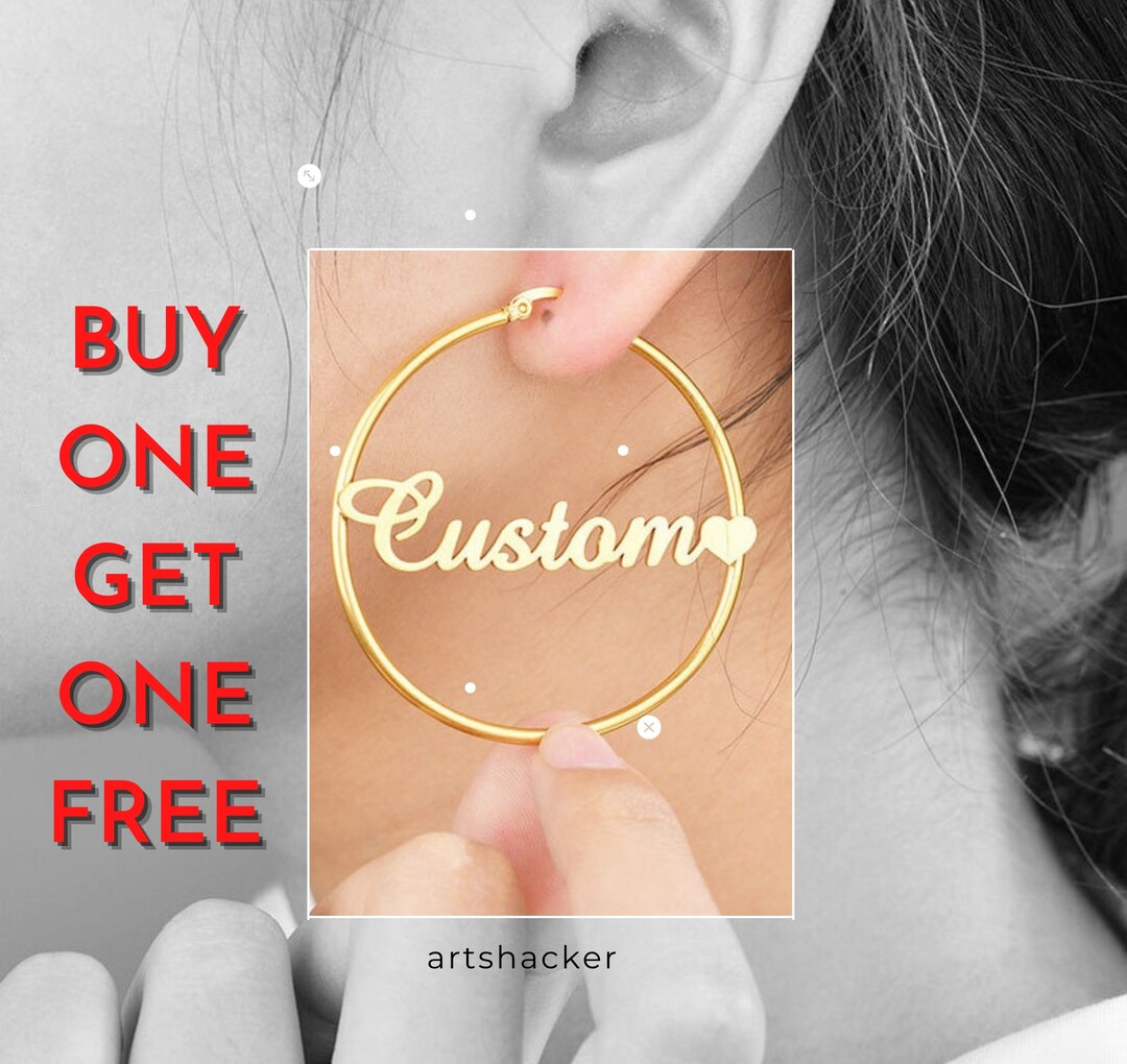 Custom Hoop Earrings 18K Gold Plated, Custom Earrings, Name Hoop ...