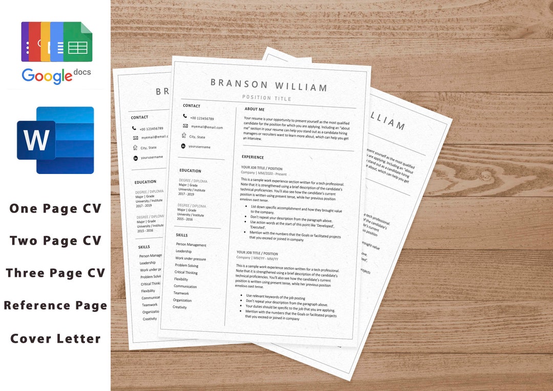 Resume Google Docs, Resume Template Word, Google Docs CV | Google ...