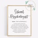 School Psychologist Card Print Gift Office Decor for Psych Appreciation ...
