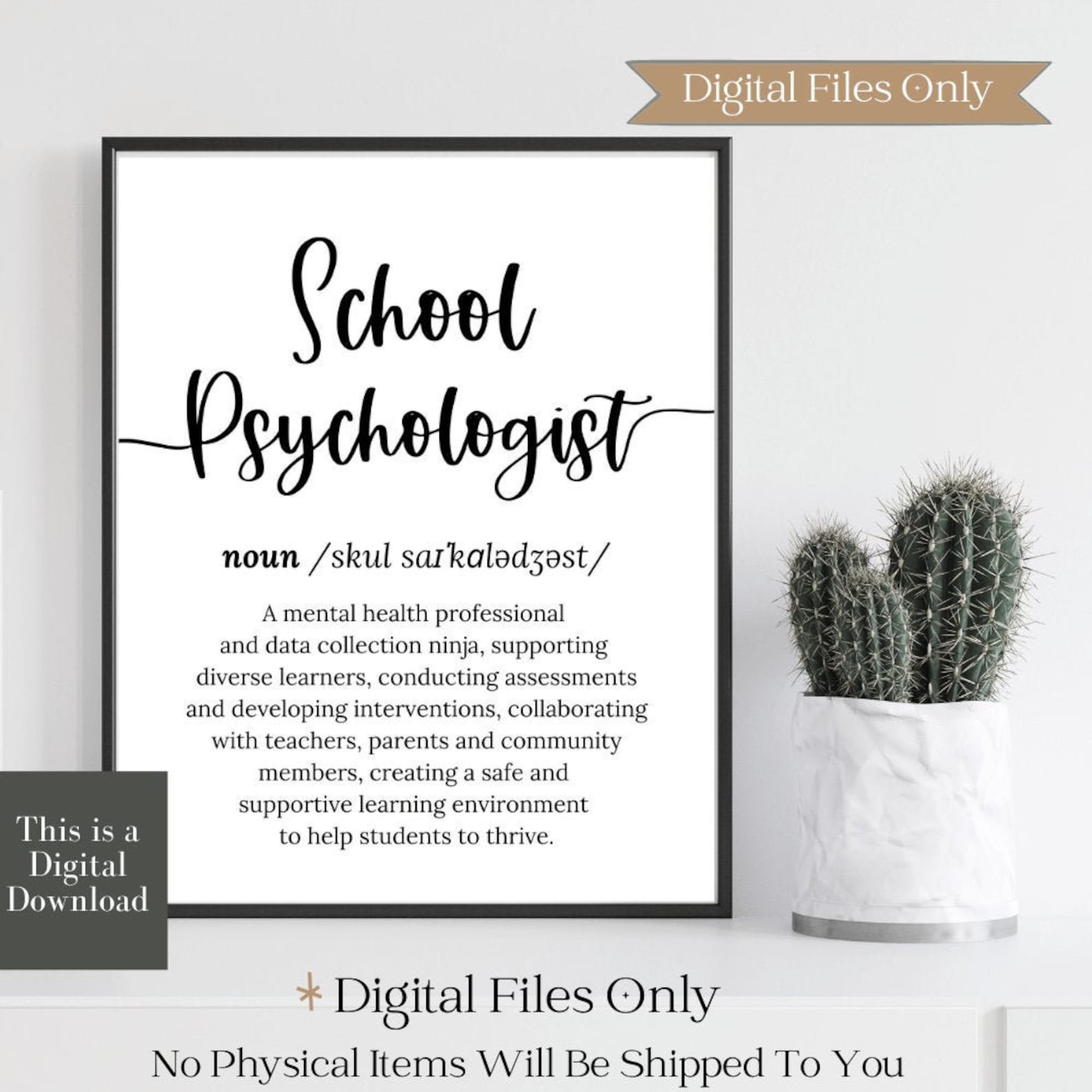 School Psychologist Card Print Gift Office Decor for Psych Appreciation ...