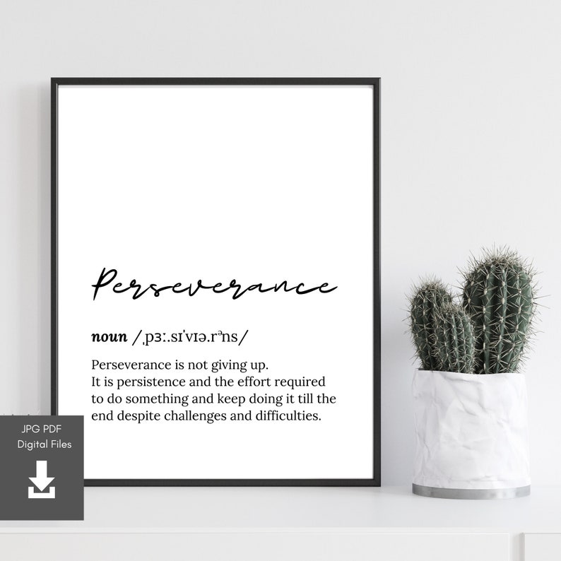 Perseverance Quote Definition Counselor Office Decor Poster School ...