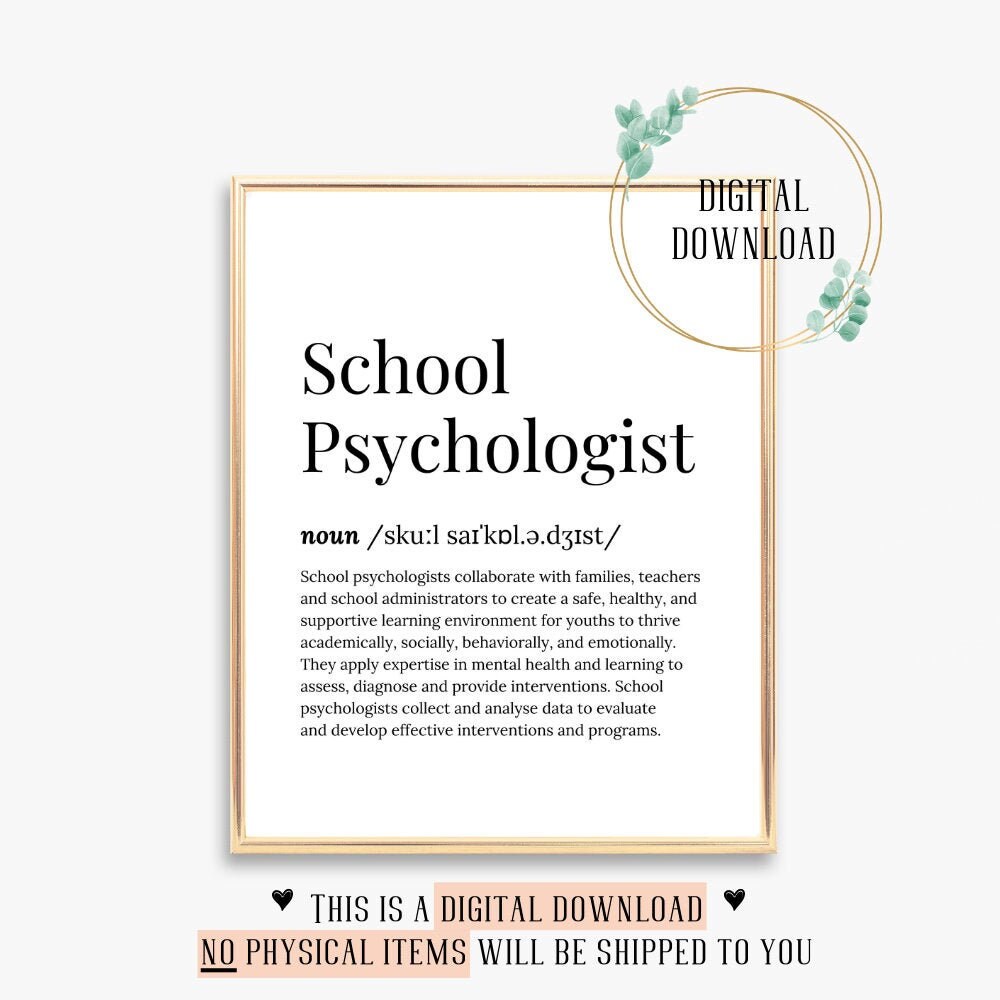 School Psychologist Definition Poster Gift Psych Printable - Etsy