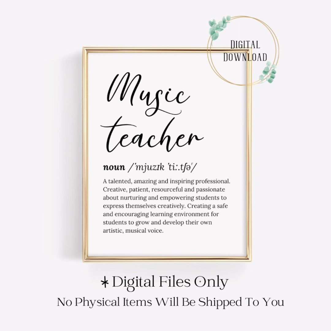 Music Teacher Thank You Card Gift Print Appreciation Gifts for Teachers ...