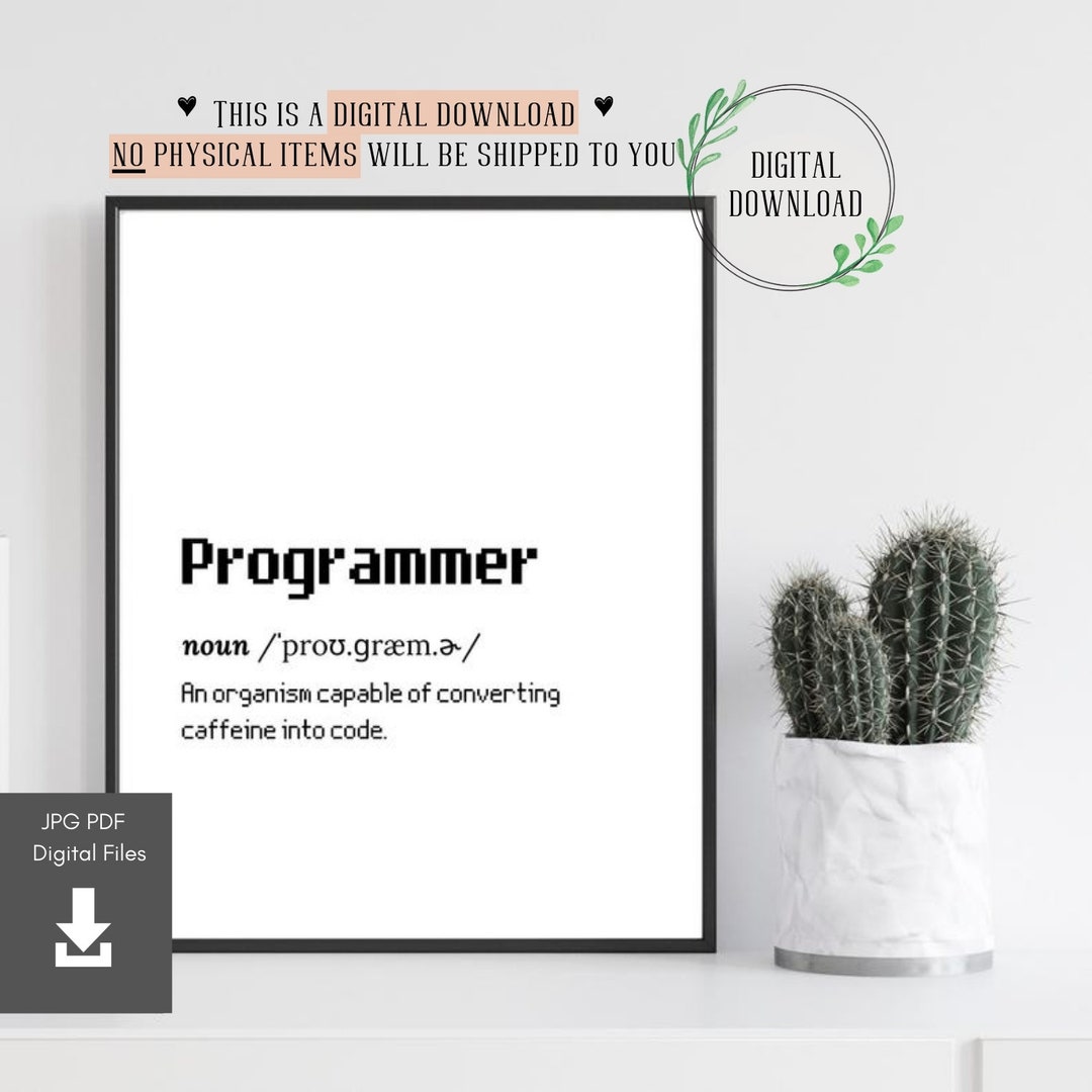 Programmer Birthday Card Computer Programmer Art Gift Programmer Decor ...