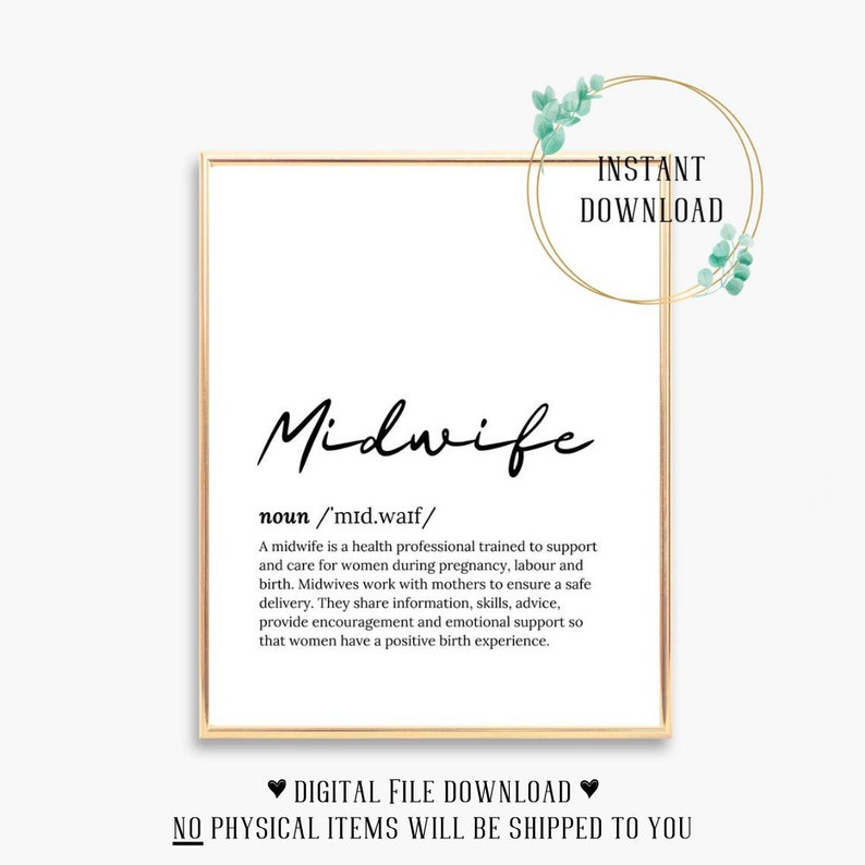 Midwife Poster Appreciation Gift Midwifery Print Thank You Card Nurse ...