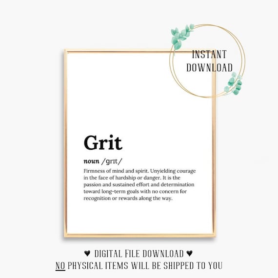 Grit Quote Grit Poster Hustle Therapist Counselor Office Decor | Etsy